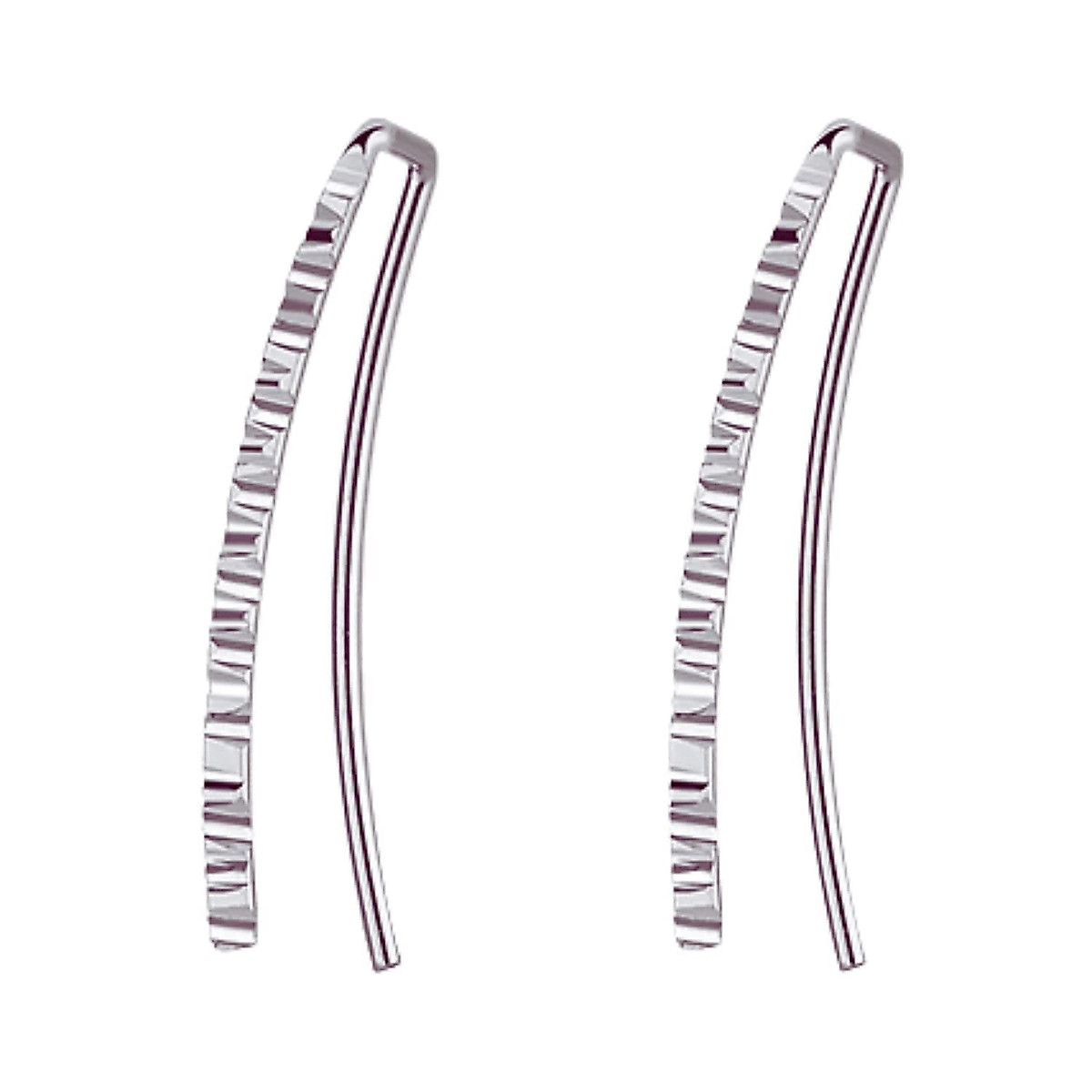 Rainify Silver Climber Earring, Handcrafted Hammered Ear Crawler, Sterling Silver Earrings