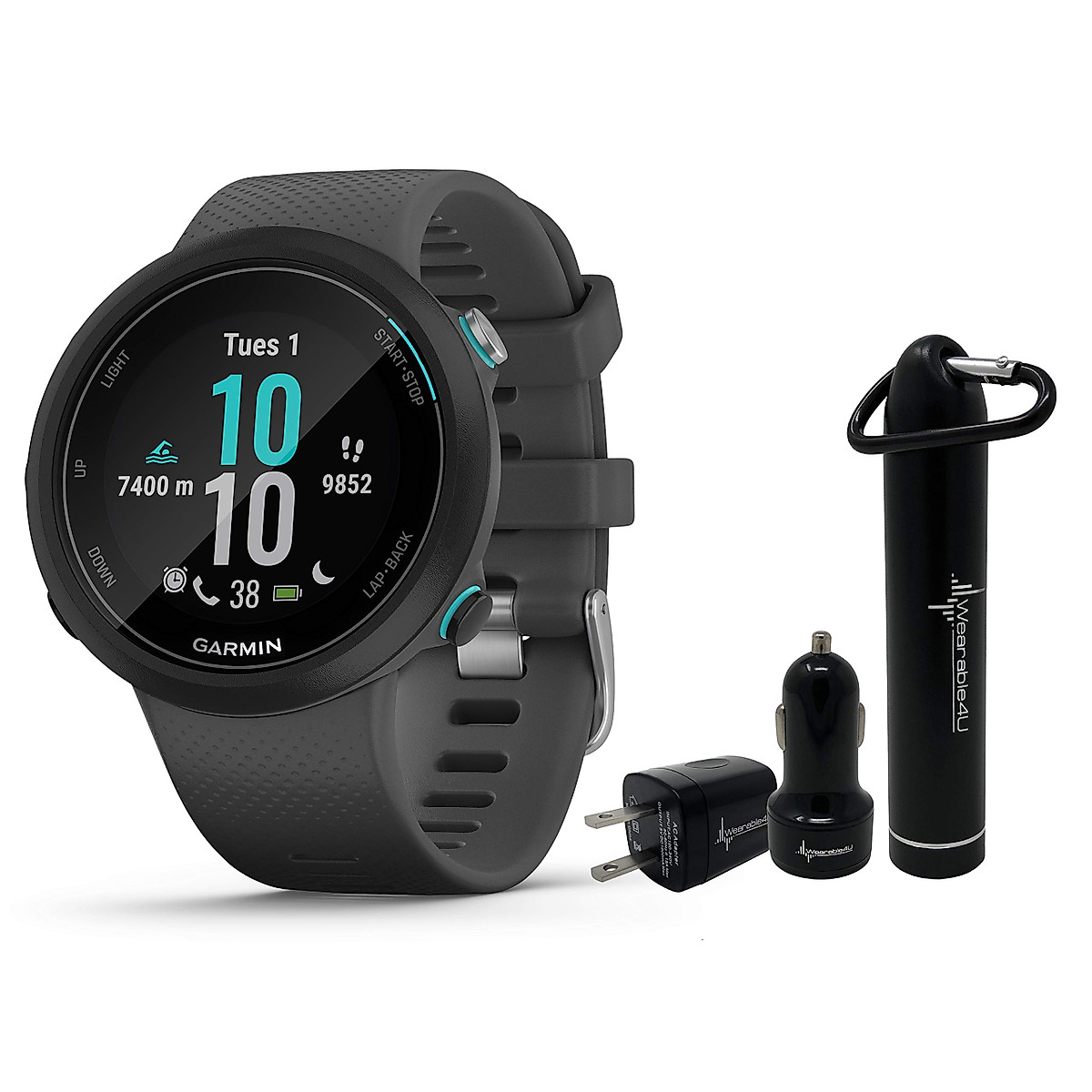 Garmin Swim 2 GPS Swimming Smartwatch with Wearable4U Power Pack Bundle (Slate) 549