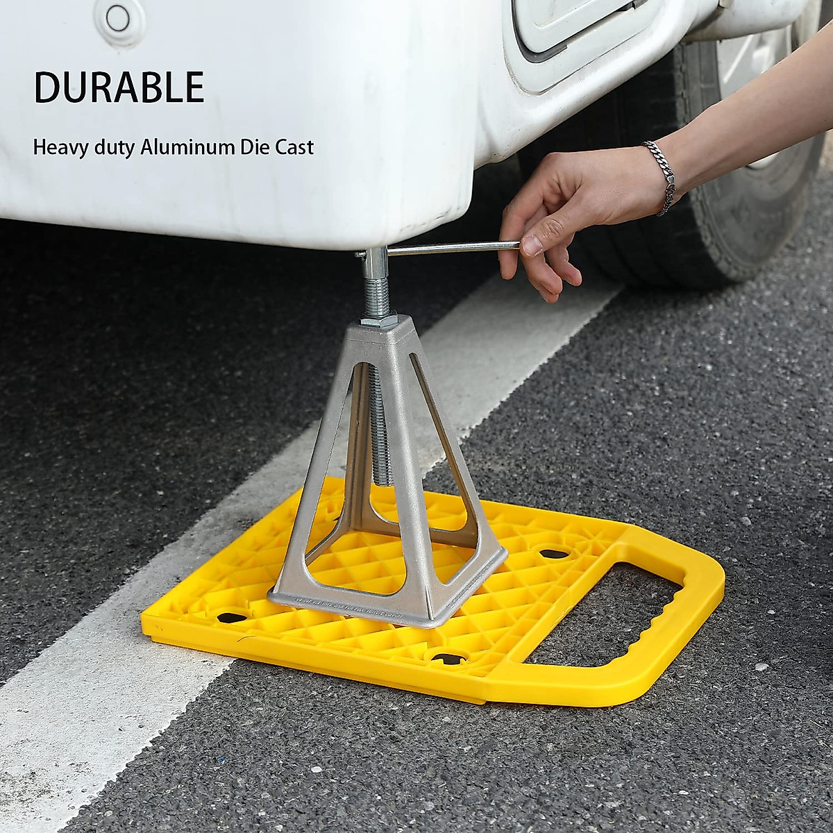 Homeon Wheels Aluminum Stabilizer Stack Jacks for RV,Travel Trailers, Pop-Up Camper, Cars or Boats,Can Support Up to 7936 lbs, Extends 17"- (4 Pack)