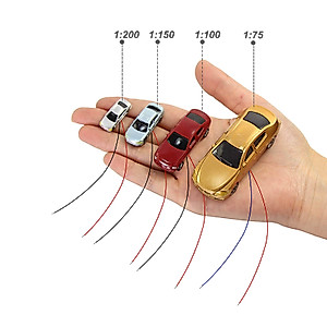 EC200 12PCS 1:200 Z Scale Model Lighted Car with 12V LED Head and Rear Lights Layout