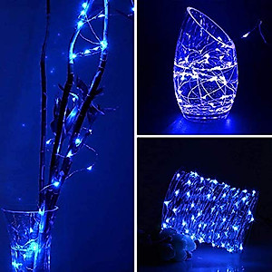 Solar Light String 100LED 36FT2 Patterns of Solar Fairy Light String Copper Wire lamp, Used for Garden, Terrace, Christmas, Wedding, Party Interior Decoration, Outdoor Waterproof (Blue Light)