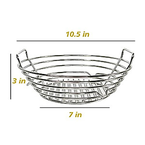Stainless Steel Charcoal Ash Basket Fits for Kamado Joe JR Charcoal Ash Basket Charcoal Holder with Handles