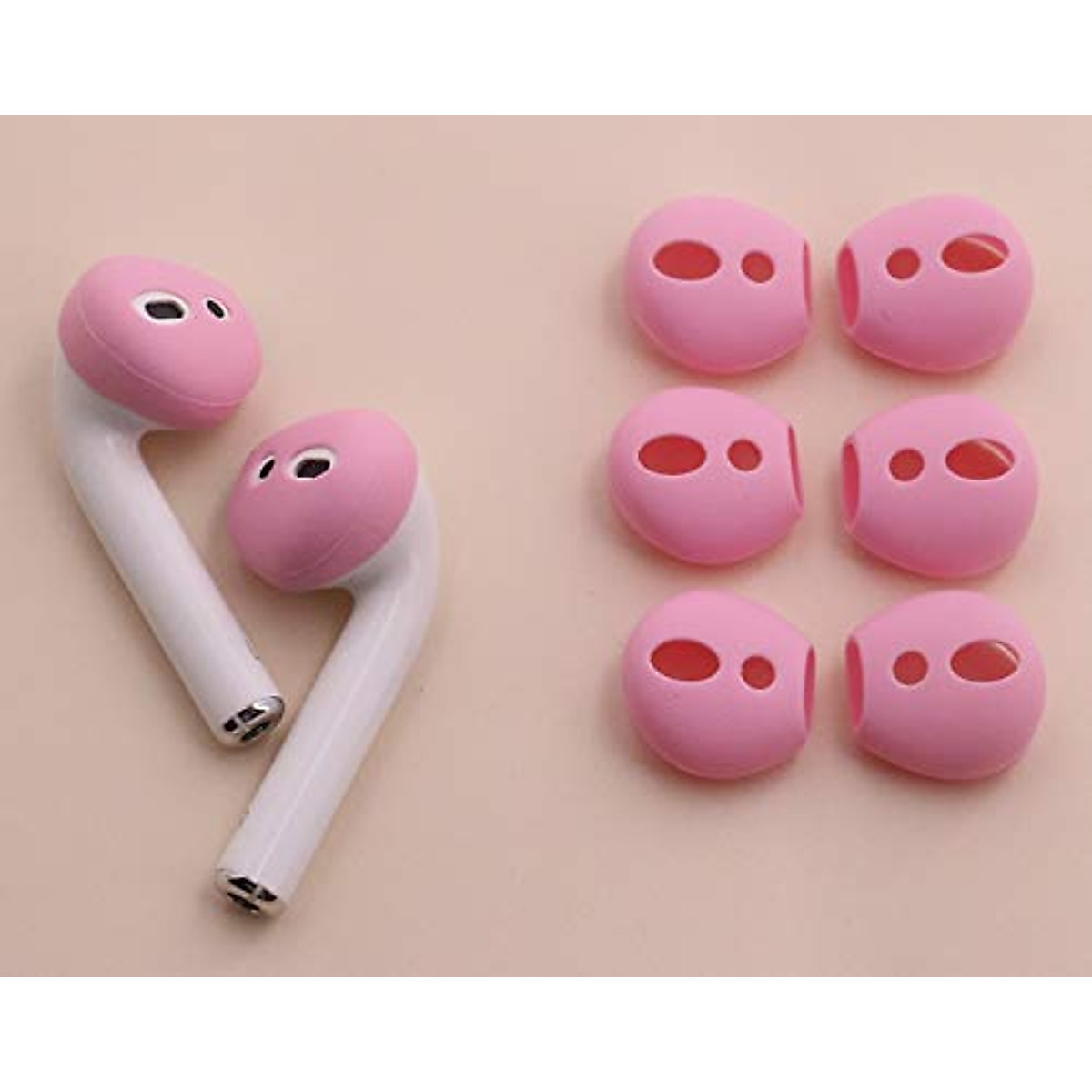 IiEXCEL (Fit in Case) 4 Pairs Replacement Super Thin Slim Rubber Silicone Earbuds Ear Tips and Covers Skin for Apple AirPods 2 1 or EarPods Headphones (Fit in Charging Case) (4 Pink)