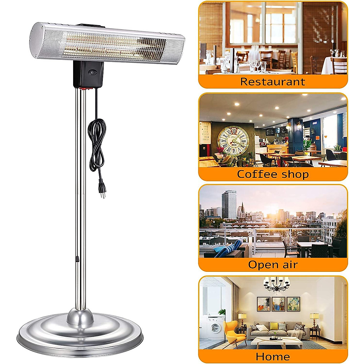Antarctic Star Infrared Patio Heater, Freestanding Indoor/Outdoor Garden Heater, Adjustable Height & Angle,Remote Control IP65 Rated,Quiet Operation,Energy saving,Quick Heating in 3s, 1500W with ETL