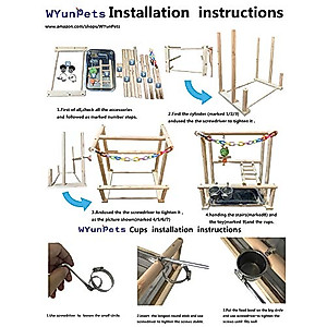 NAPURAL Bird Playground Bird Play Stand Cockatiel Playground Wood Perch Gym Playpen Ladder with Feeder Cups Toys Exercise Play (Include a Chewing Toy)