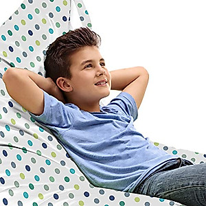 Ambesonne Polkadot Lounger Chair Bag, Polka Dots Retro Classy Vintage Style Pattern Design Layout, High Capacity Storage with Handle Container, Lounger Size, Apple Green Jade Green