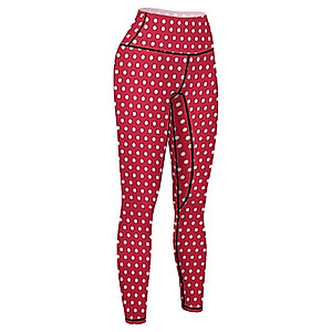 Lurhonp Women's Polka Dot Workout Leggings High Waist Tummy Control Yoga Pants,Red,2XL