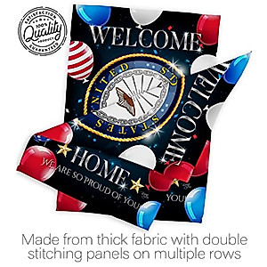Breeze Decor Welcome Home Navy House Flag Armed Forces USN Seabee United State American Military Veteran Retire Official Decoration Banner Small Garden Yard Gift Double-Sided, Made in USA