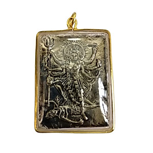 poppip Hindu Goddess MHA Kali Devi U-MA Gold Plated Pendant Protect Destroy Evil harm