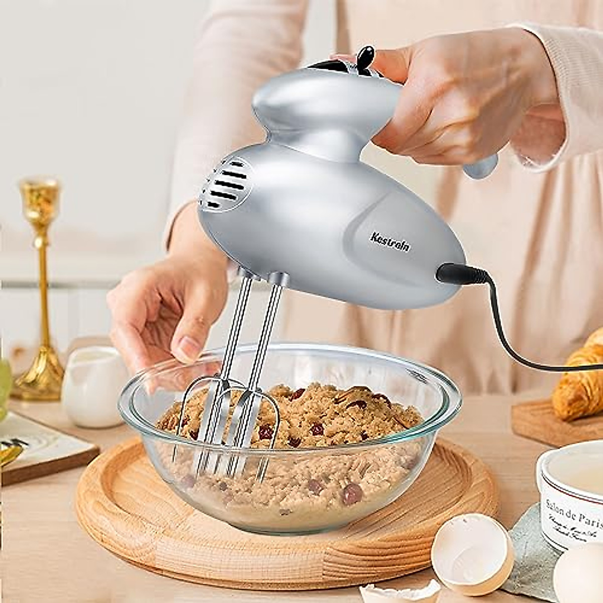 Kestreln Hand Mixer Electric Handheld with Stand Base for Kitchen Baking Cake, Dough, Powerful Mixing for Mashed Potatoes 1