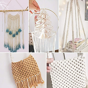 jijAcraft Macrame Cord,3mm x 328 Feet Cotton Macrame Cord,Natural White Cotton Cord Macrame Supplies,Macrame Rope Craft Twine String for Macrame & Knitting,Plant Hangers,Wall Hanging,Craft (Beige)