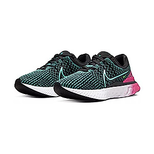 Nike Women's React Infinity Run Fk 3 Running Trainers Dd3024 Shoes, Black/Dynamic Turquoise/Pink P, 8.5