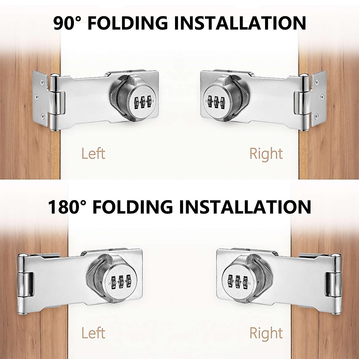 Tidorlou Cabinet Password Hasp Lock Combination Lock 3-Digit Password Code Latch Lock for Cabinets Door Barn Door Locker Toolbox Fence, 2pack Silver