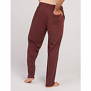 LAPASA Men's Soft Knit Pajama Pants Comfy Sleepwear Loungewear Solid PJ Bottoms with Pockets Nightwear Yoga Meditation M23 Medium (Knit) Burgundy