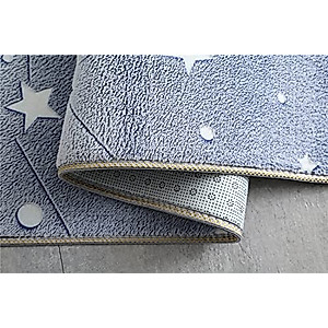 Gefosin Luminous Area Rug Glow in The Dark for Bedroom Living Room, Unique Soft Washable Modern Indoor Rugs for Children Dorm Home Decor, Blue Galaxy 6.6x6.6 Feet