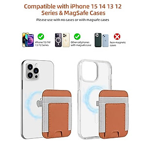 ExtreLife For Magsafe Wallet, Strong Magnetic Wallet for iPhone 15/14/13/12 Series, Magnetic Card Holder Wallet for iPhone Wallet Magsafe with 2 Card Slots, Vegan Leather, Hold 7 Cards, Slim, Brown
