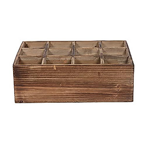 Sintosin Farmhouse Wooden Storage Crate for Decoration 13 x 10 inches, Rustic Beer Holder Box, Wood Crate Box for Crafts, Beverage Serving Caddy with Carrying Handles, 12 Individual Slots