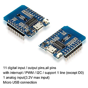 ESP8266 ESP-12 ESP-12F NodeMcu Mini D1 Module WeMos Lua 4M Bytes WLAN WiFi Internet Development Board Base on ESP8266 ESP-12F for Arduino,Compatible with WeMos D1 Mini (3pcs)