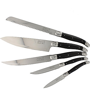 French Home, LLC 5 Piece Laguiole Kitchen Knife Set, Black