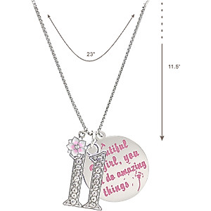 VeryMerryMakering 11th Birthday Gifts for Girls, Jewelry for Girls 11 Years Old, Girls 11th Birthday Bracelet, 11 Necklace Girls, 11th Birthday Jewelry, 11th Birthday Cherry Blossom Dandelion Jewelry