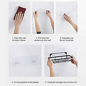 3 Pack Adhesive Shower Caddy Basket, with Hooks, Bathroom Storage Organizer Wall Mounted, for Soap Dish Holder Shelf Shampoo Conditioner