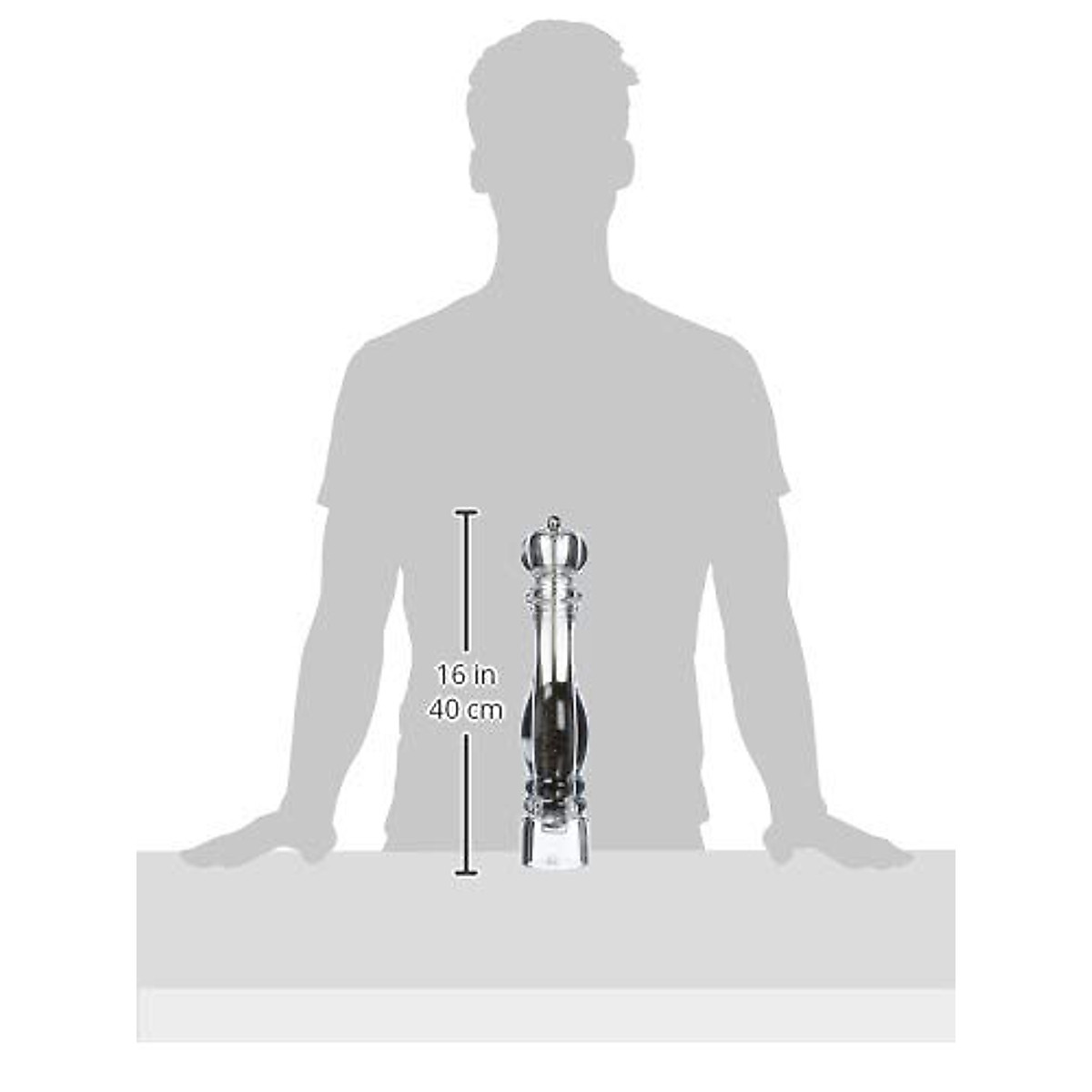 Peugeot - Nancy Manual Pepper Mill - Transparent Adjustable Grinder - Acrylic, Clear, 15 inches