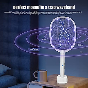 Lulu Home 2-in-1 Electric Bug Zapper Racket, 2 Pack 3000V High Voltage LED Lighted Handheld Mosquito Swatter with 3 Layer Safety Mesh, USB Charging Portable Fly Killer Racquet