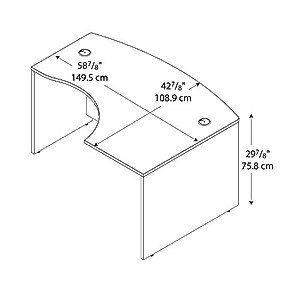 Bush Business Furniture Series C 60W x 43D Right Hand L-Bow Desk Shell in Mocha Cherry
