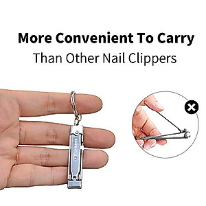 Munkees Ultra-Thin Nail Clippers Keychain, Mini Foldable Nail Cutter with Key Ring, Small Portable Stainless Steel Pocket Manicure Set for Travel, Camping, & Outdoors