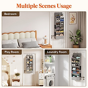 Lifewit Over the Door Shoe Organizers, 1 Pack Hanging Shoe Rack with 11 Pockets, 5 Layers Shoe Holder for Closet Door Storage Includes Boots, Toys, Water Bottles, Daily Necessities, Grey