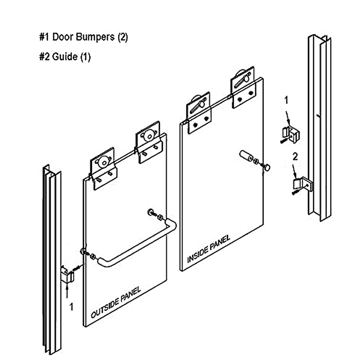 Gordon Glass® Gray Jamb Guide and Bumpers for Sliding Shower Doors - Kit