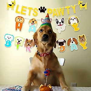 LaVenty 25PCS Glitter Lets Pawty Banner Dog Birthday Banner Dog Pawty Banner Dog Party Banner Pet Birthday Banner Pet Party Banner