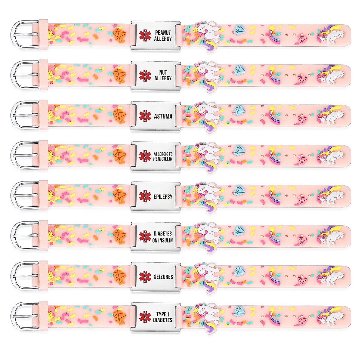 LinnaLove cartoon medical alert id bracelets Parents gift to Son, daughter, brother, sister (Pre-engraving asthma-SHEEP)