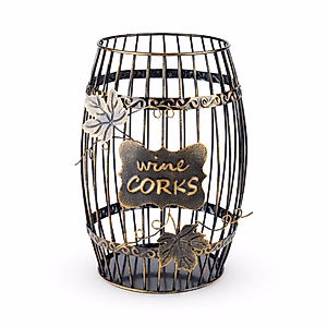 True Display Wine Kitchen, Barrel Cage Holder Collector Decorative Vino Cork Storage Box Container Gift, Set of 1, Brown
