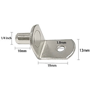 1/4 Inch Shelf Pegs,40Pcs Bracket Support Pins L-Shaped Holders for Cabinets,Shelves,Wodrob,Nickel Plated