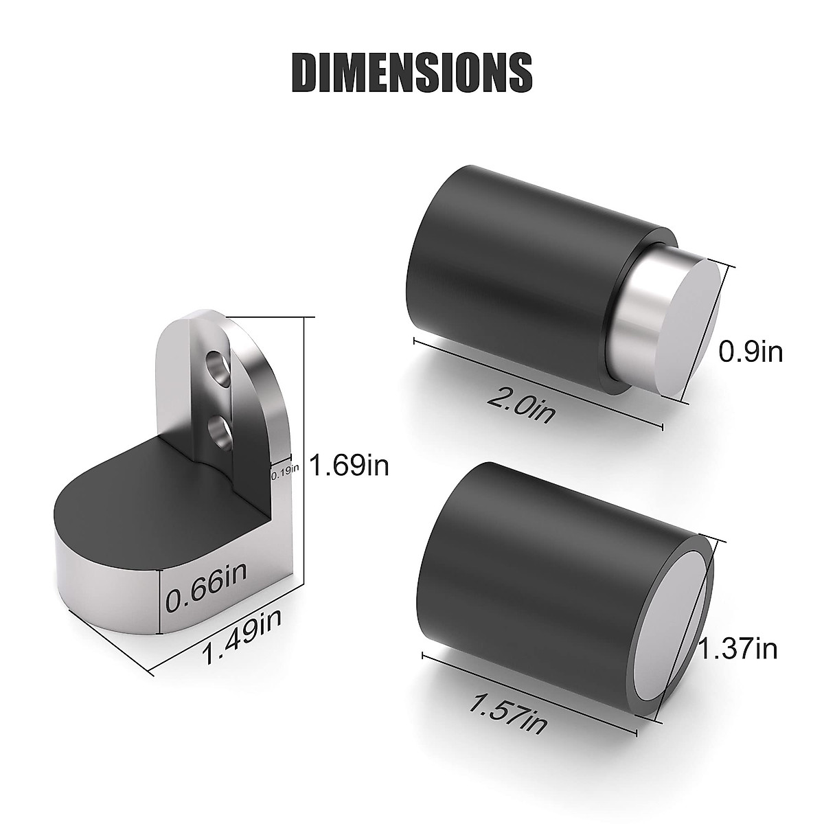 Cylindrical Floor Mount Door Stop Stainless Steel Heavy Duty Magnetic Door Stopper Height-Adjustable Brushed Satin Door Holder Floor Mount