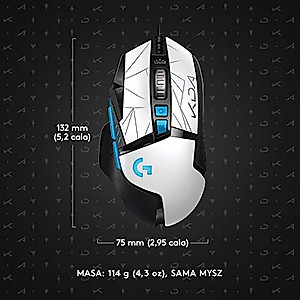Logitech G502 Hero K/DA High Performance Wired Gaming Mouse, Hero 25K, LIGHTSYNC RGB, Adjustable Weights, 11 Programmable Buttons, On-Board Memory, Official League of Legends Gaming Gear - White