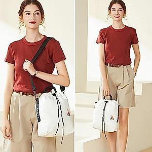 Women Casual Canvas Shoulder Bags, Sunshine Embroidery Cross Body Bag Top Handbag (White)