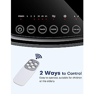 TEMEIKE Portable Air Conditioner, 3-IN-1 Evaporative Air Cooler Windowless, 4 Modes & 3 Speeds Personal Swamp Cooler w/Humidifier, Remote & 12H Timer, Evaporative Cooler for Room Home Office, 22-Inch