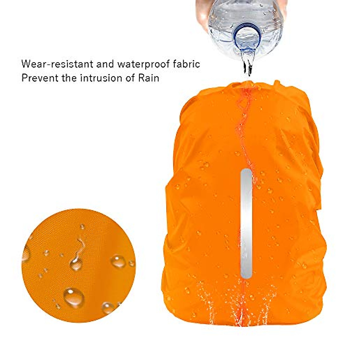 LAMA 2 Pack Waterproof Rain Cover for Backpack, Reflective Rucksack Rain Cover for Anti-dust/Anti-Theft/Bicycling/Hiking/Camping/Traveling/Outdoor Activities (1 Pcs Black + 1 Pcs Orange, M)