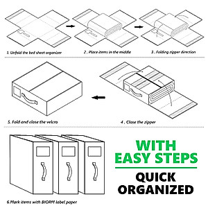 BIORM Bed Sheet Set Organizer 4 Pack, Foldable Storage Box for Queen/King Size Duvet Cover Set, Grey Linen Closet Organizer for Bed Sheets, Duvet Covers and Pillowcases