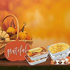 HABDJILTY 30 Thanksgiving Foil Food Containers with Lids Thanksgiving Treat Foil Containers Aluminum Treat Exchange & Goody Party Leftovers for Leftovers for Holiday Festival Thanksgiving
