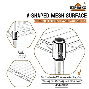 EZPEAKS Chrome 3-Shelf Shelving Unit with 3-Shelf Liners, Adjustable Rack, Steel Wire Shelves, Shelving Units and Storage for Kitchen and Garage (36W x 16D x 36H)