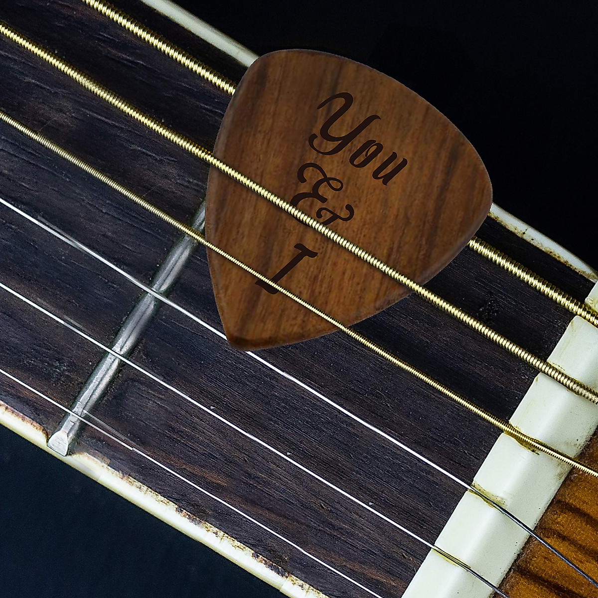 The Wedding Party Store, Custom Personalized Wood Guitar Pick Customized with Any Message or Text (Walnut)