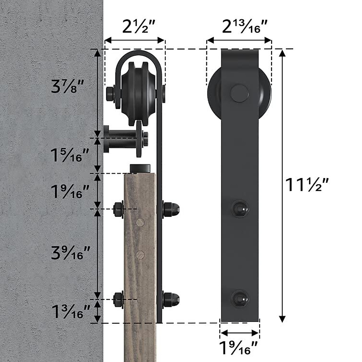 Newhome Barn Door Hardware Kit L: 79" Fit 38" Wide Door Panel