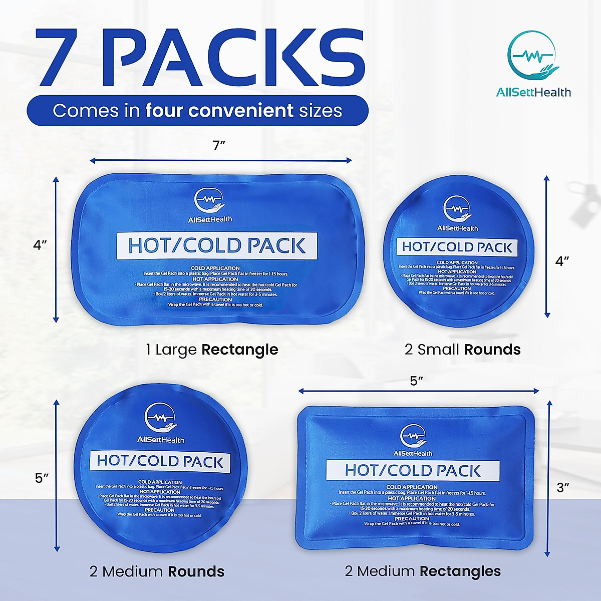Reusable Hot and Cold Ice Packs for Injuries Reusable – 7 Piece Flexible Ice Packs in Multiple Shapes and Sizes – Multi Use Ice Pack for Back Pain Relief, Neck, Shoulder