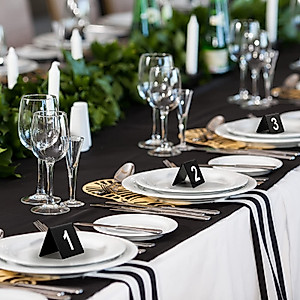 Tuanse Table Numbers 1-50 Acrylic Double Side Numbered Table Tents Restaurant Wedding Table Number Table Tent Numbers Cards Signs for Banquets Party Wedding Reception Plastic Table Numbers (Black)