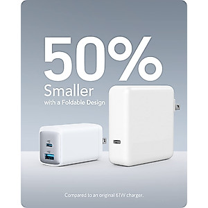 Anker USB C 65W, 725 , Ultra-Compact Dual-Port Foldable Travel Wall Charger for MacBook Pro/Air, iPad Pro, Galaxy S21/S10, Dell XPS 13, Note 20/10+, iPhone 13/Pro, Pixel, and More