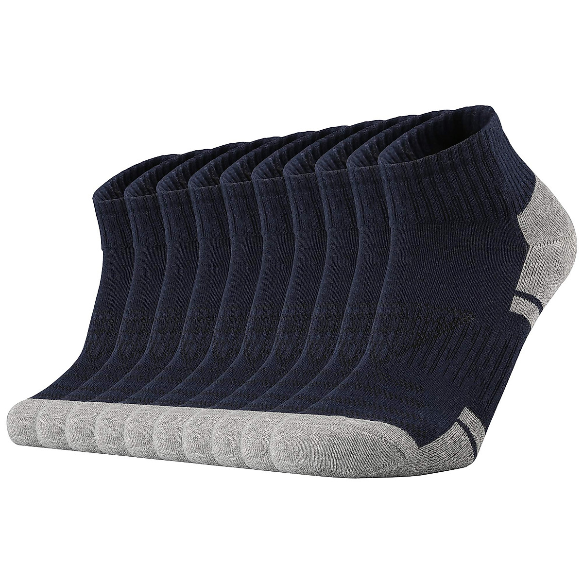 Ortis Cotton Moisture Wicking Mesh Ventilating Running Cushion Low Cut Socks for Men 10 Pack(Nave Blue XL)