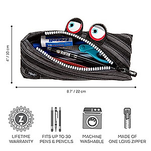 ZIPIT Wildlings Pencil Case for Kids | Pencil Pouch for School, College and Office | Pencil Bag for Boys & Girls (Black)